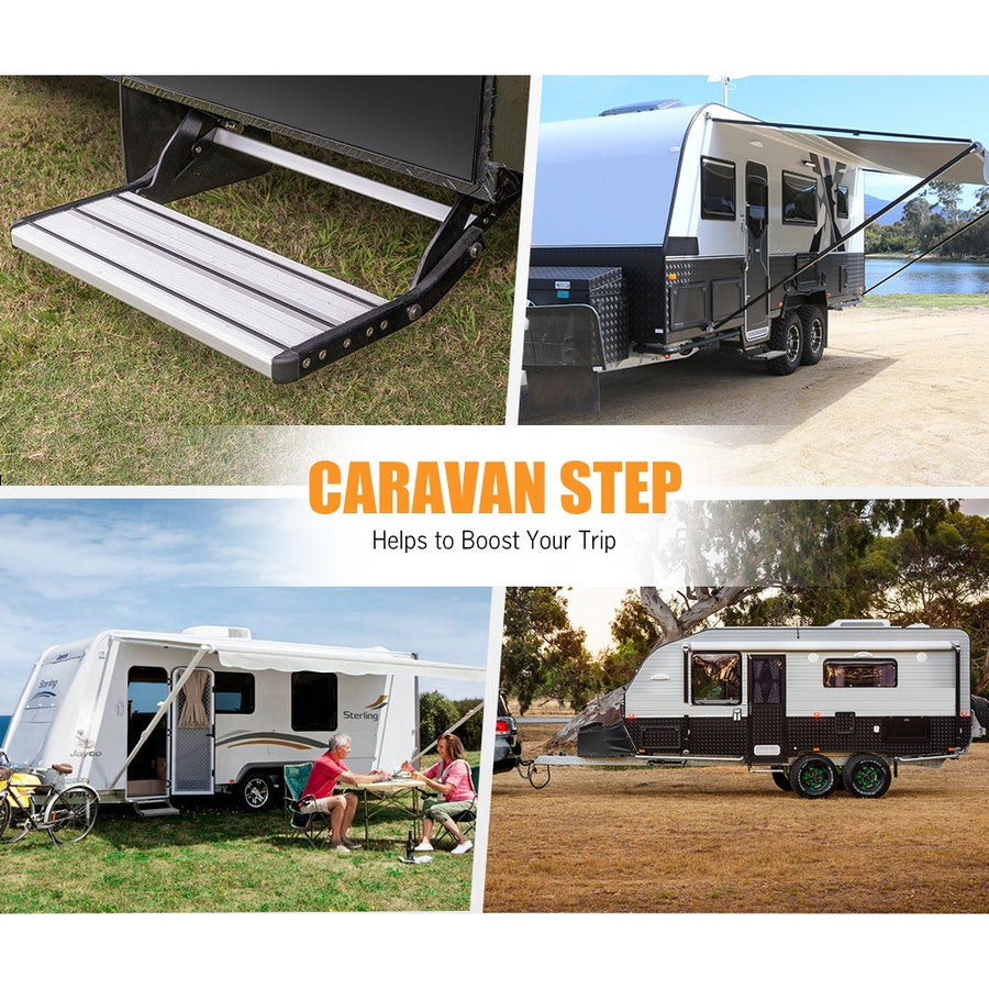 Caravan Step Aluminium 200KG Pull Out Step Folding Camper Trailer ...