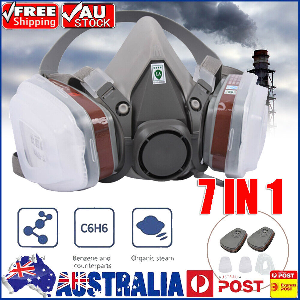 7 IN 1 Gas Mask Full Face Respirator Paint Spray Chemical Facepiece ...