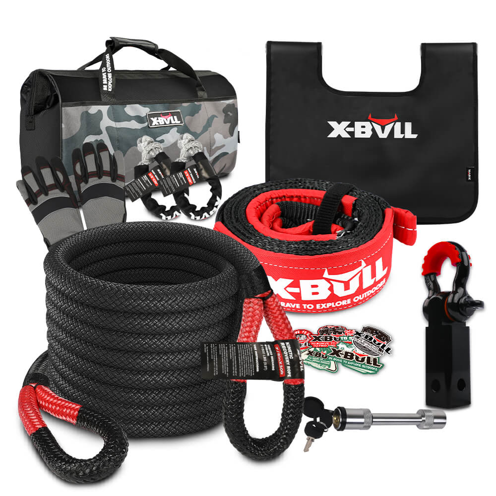 X-BULL Recovery Kit Kinetic Recovery Rope With Hitch Receiver 5T ...