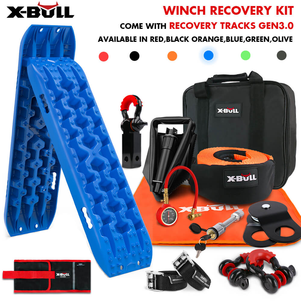 X-BULL Winch Recovery Kit with Recovery Tracks Boards Gen 3.0 Snatch ...