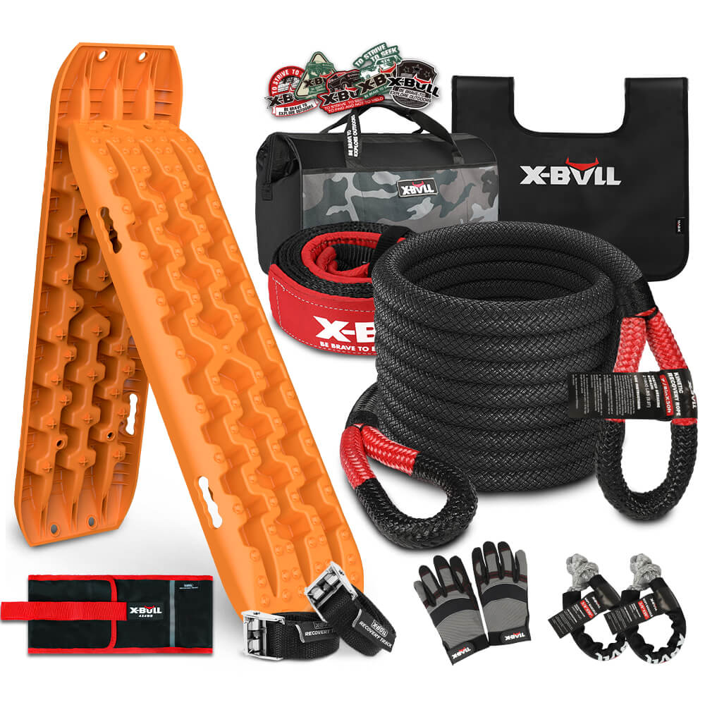 X-BULL 4X4 Recovery Kit Kinetic Recovery Rope Snatch Strap soft shackle ...