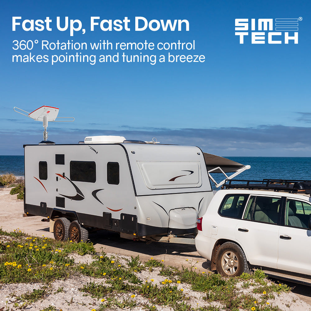 SIMTECH Rotating Digital Outdoor HD TV Antenna, with Signal Booster, Remote Control - Premium ...