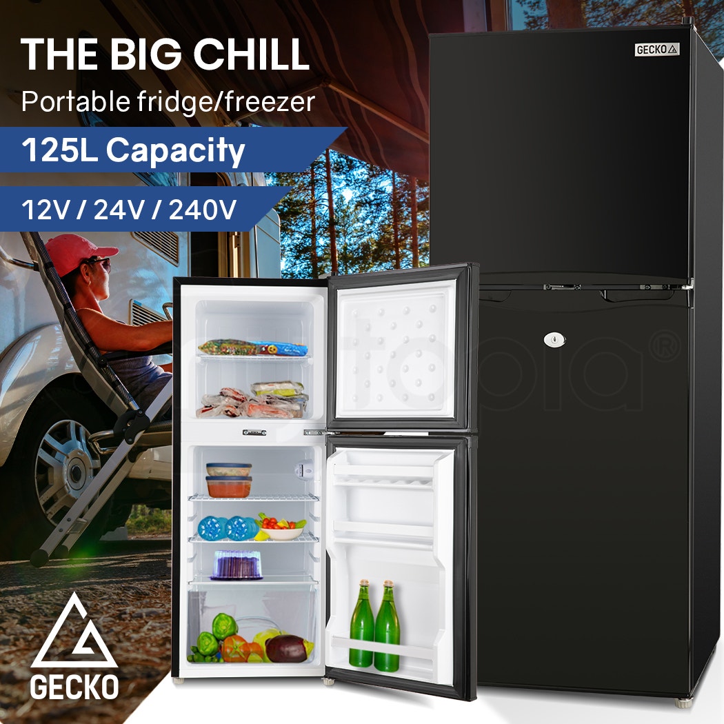 GECKO 125L Portable Fridge Freezer Camping Motorhome Caravan Upright ...