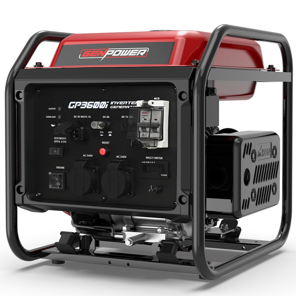 GENPOWER 3.6kW Peak 3.2kW Open Frame Inverter Generator, 2x15A, 11L ...