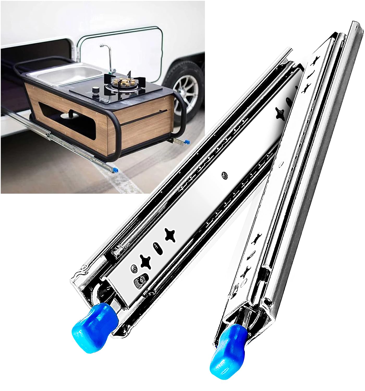 40in Pair 1000 - 2000mm 150KG Capacity Heavy Duty Trailer Drawer Slides ...