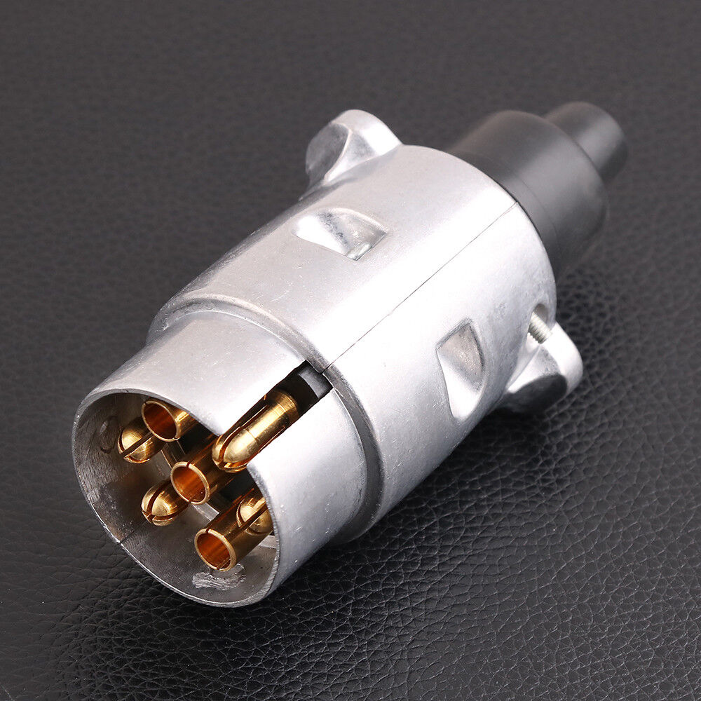 7 Pin Male + Female Round Trailer Plug LARGE Adapter Connector Caravan ...