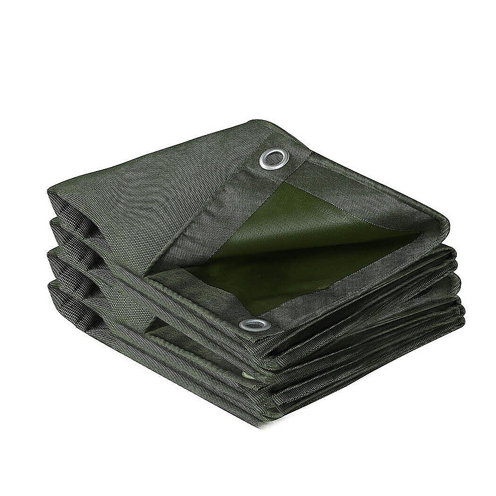 2m x 3m Army Tarp Heavy Duty 400GSM Tarpaulin Canvas Cover Waterproof ...