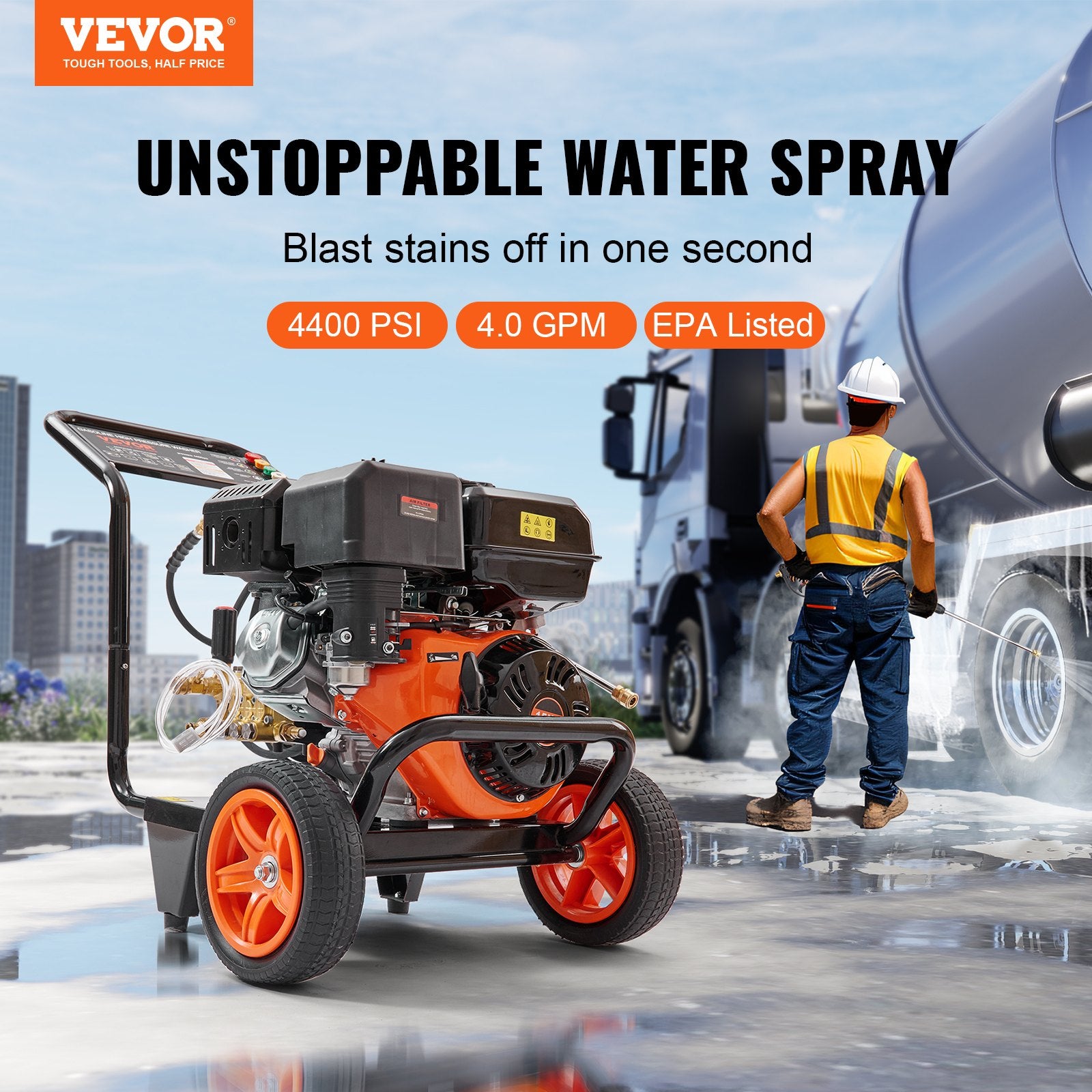 VEVOR Gas Pressure Washer Gas Powered Washer 4400 PSI 4.0 GPM 390cc 5 ...