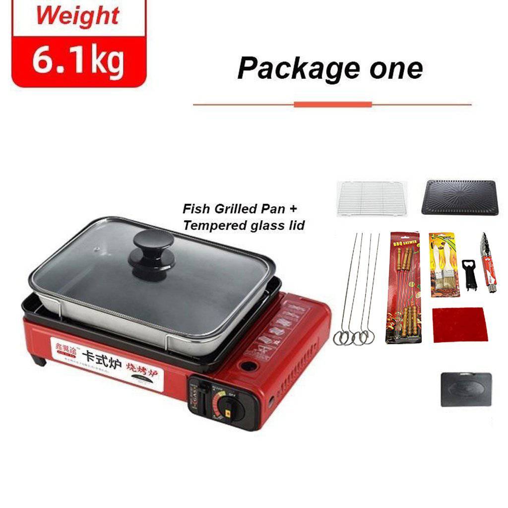 Portable Gas Stove Burner Butane BBQ Camping Gas Cooker With Non Stick ...