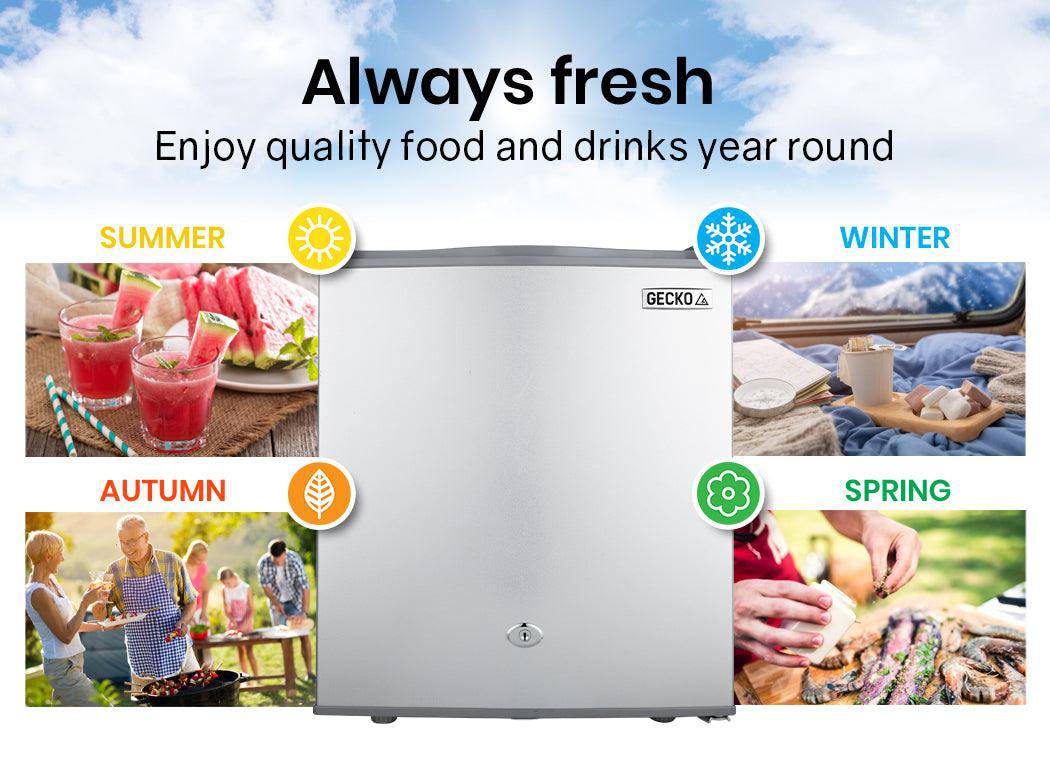 GECKO 57L Portable Bar Fridge Refrigerator 12V/24V/240V Camping Camper ...