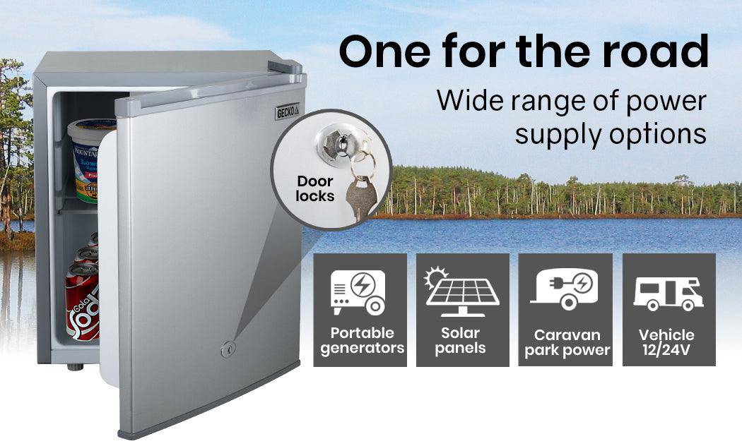GECKO 57L Portable Bar Fridge Refrigerator 12V/24V/240V Camping Camper ...