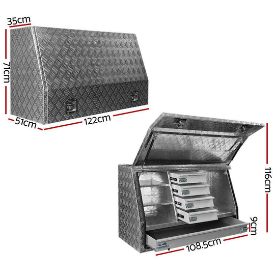 Giantz Aluminium Toolbox Generator Tool Box Drawers Truck Canopy ...