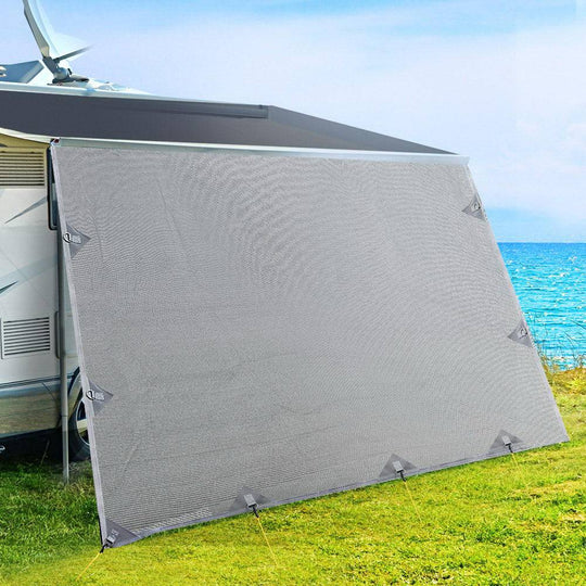4.6M Caravan Privacy Screens 1.95m Roll Out Awning End Wall Side Sun ...